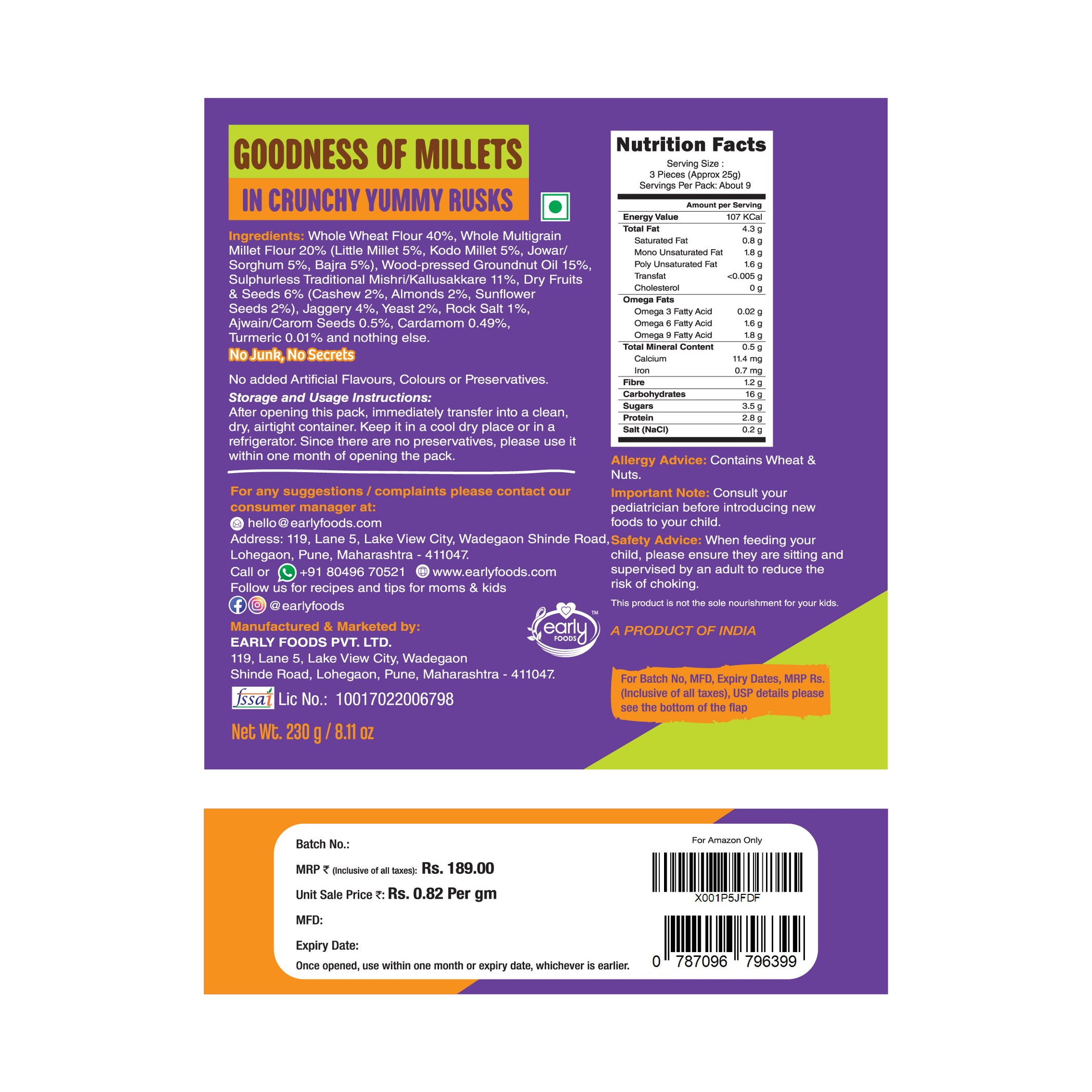 Buy Multigrain Millet Rusk | Early Foods – Early Foods India