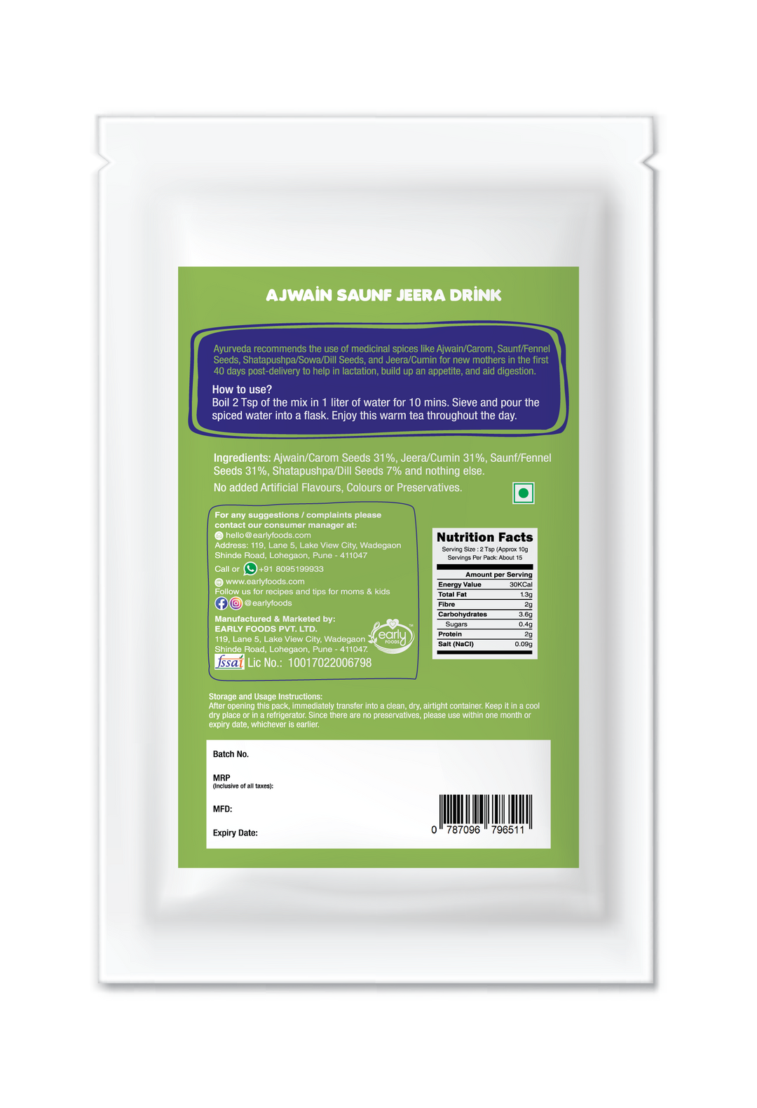 Early Foods | First 40 Days Postpartum Care | Ajwain Saunf Drink Mix